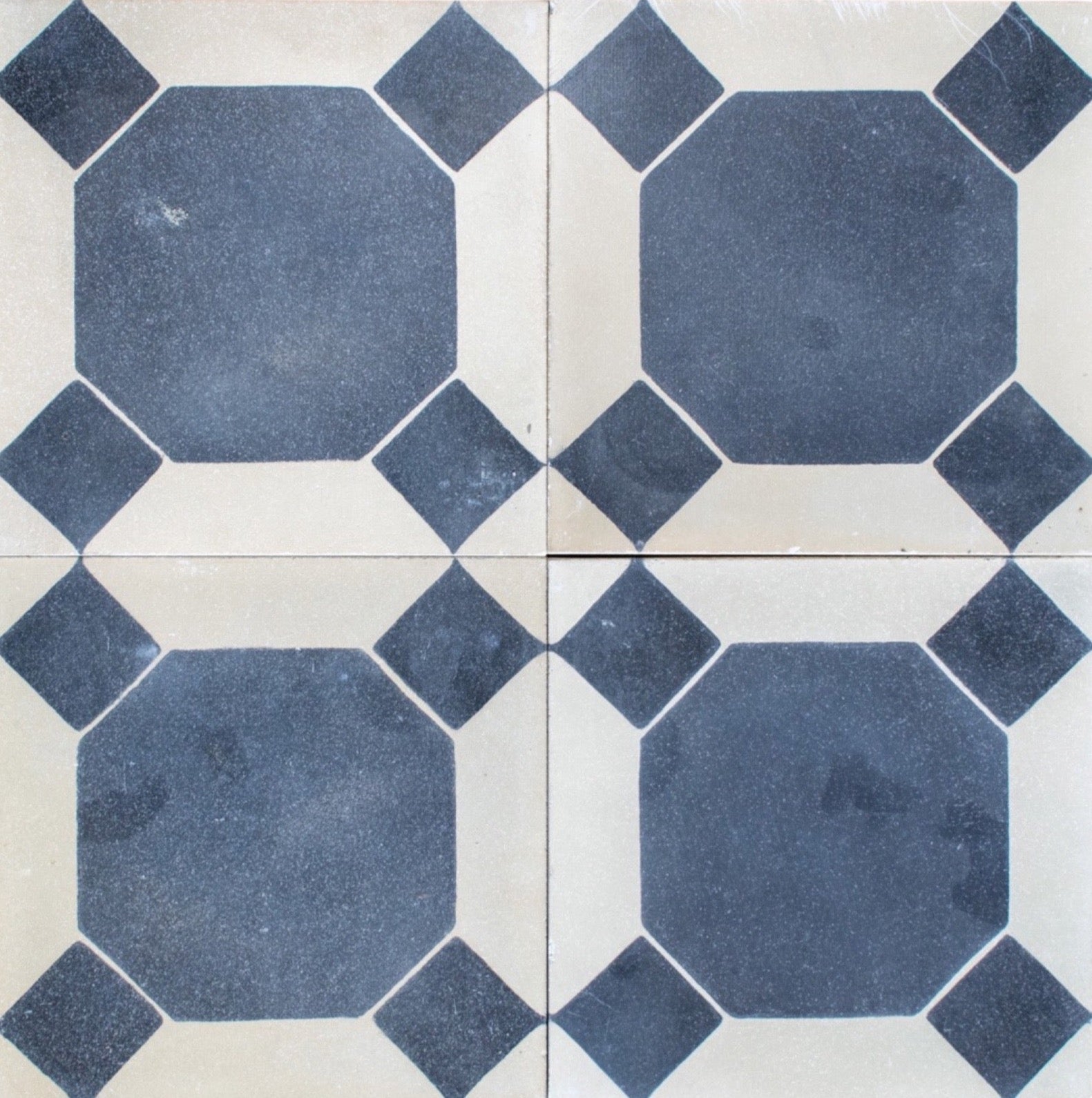 Reclaimed French Encaustic Geometric Concrete Tile (STONE-YLMF)
