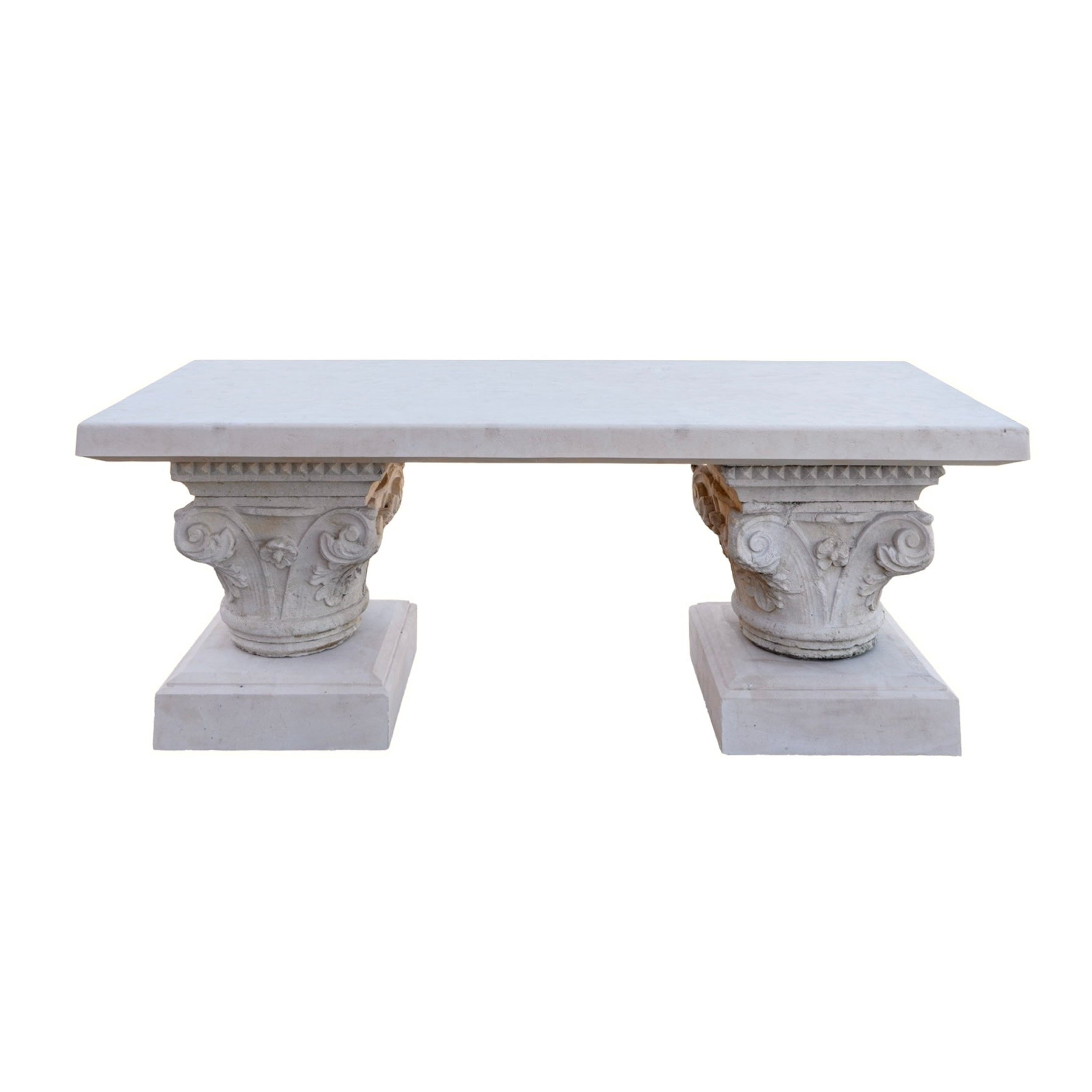 Bespoke Contemporary French Limestone Table with Antique Pillars (T-BA