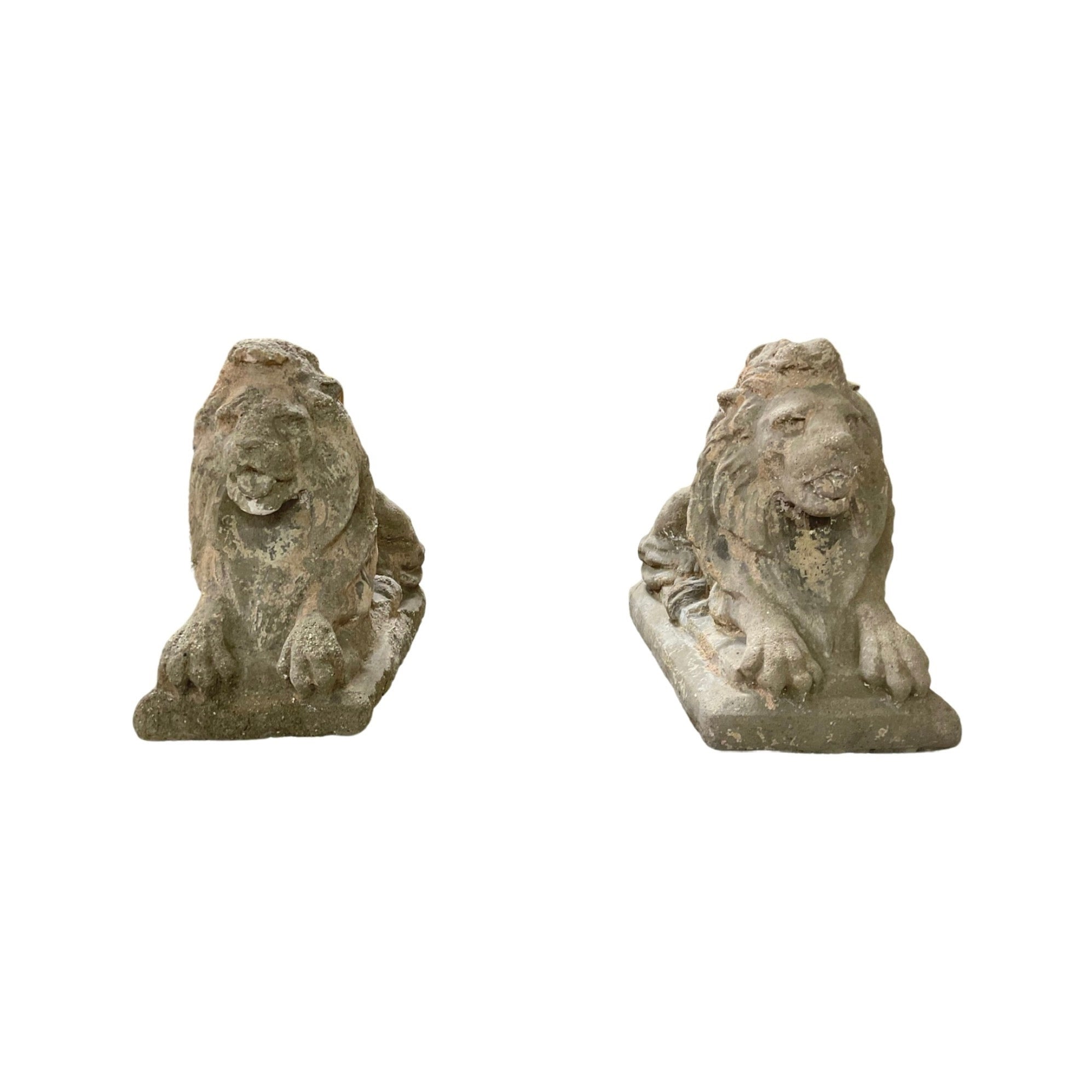 Pair of French Limestone Composite Lion Sculptures (GE-WKXL)