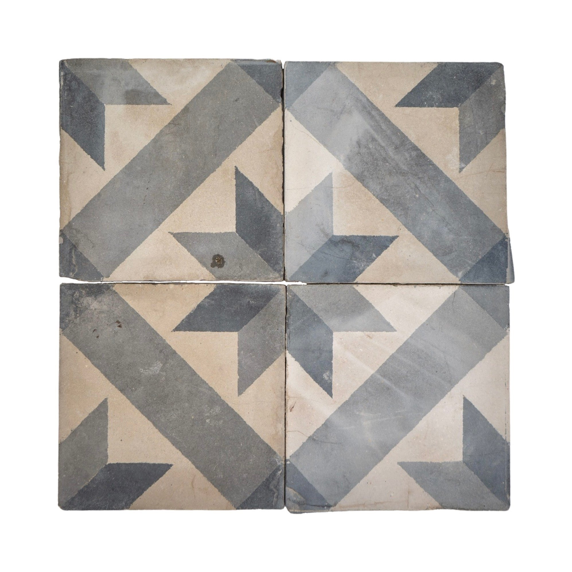 Reclaimed French Encaustic Square Geometric Concrete Tile (FL8555)